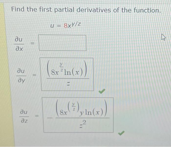 Solved Find the first partial derivatives of the function. | Chegg.com