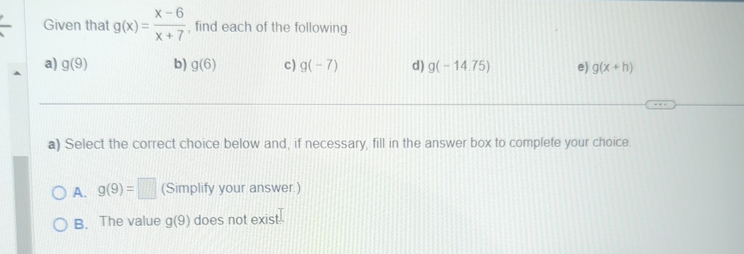 Solved Given that g(x)=x-6x+7, ﻿find each of the | Chegg.com
