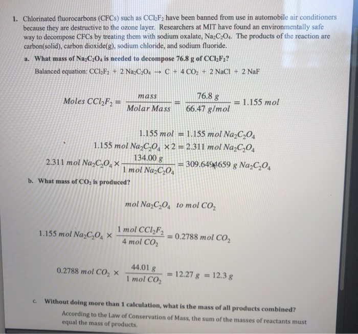 Solved 1. Chlorinated fluorocarbons (CFCs) such as CCI F2 | Chegg.com