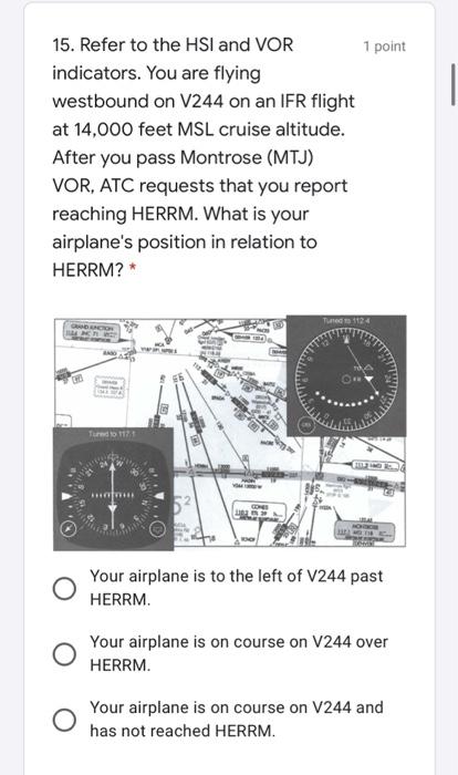 Solved 1 point 15. Refer to the HSI and VOR indicators. You | Chegg.com