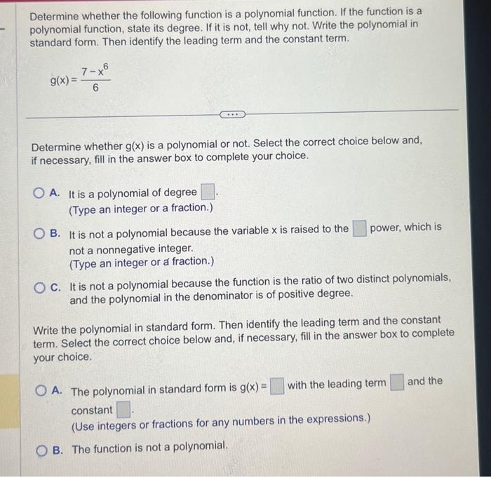 Solved Determine whether the following function is a | Chegg.com