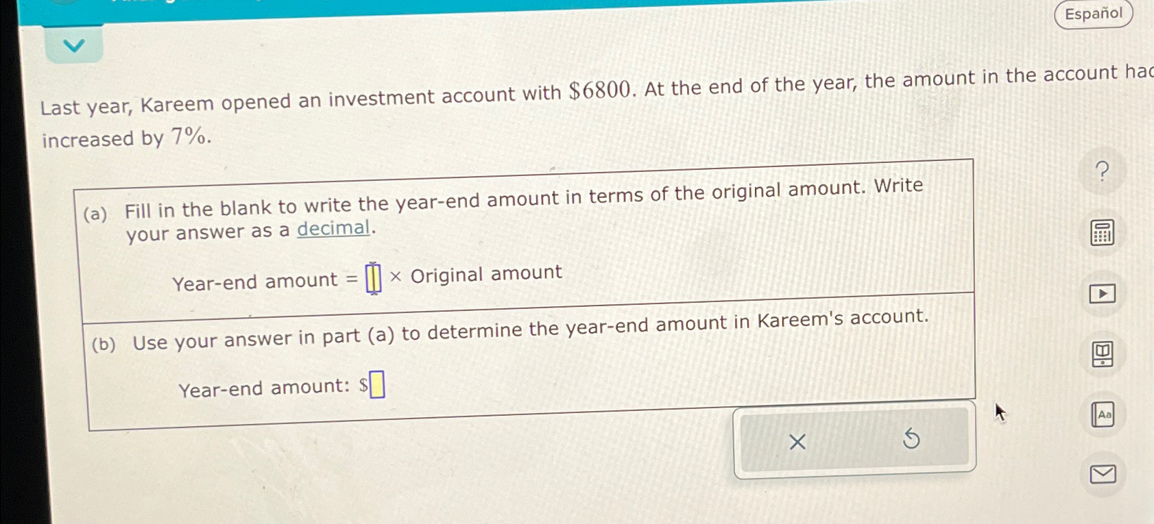 Solved Last year, Kareem opened an investment account with | Chegg.com