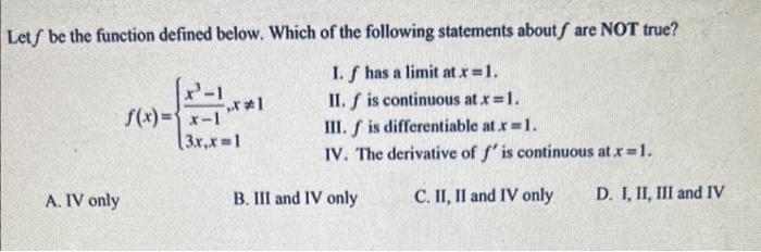 Solved Let f be the function defined below. Which of the | Chegg.com