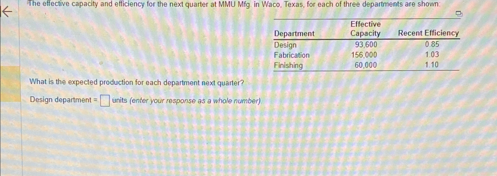 Solved The effective capacity and efficiency for the next | Chegg.com