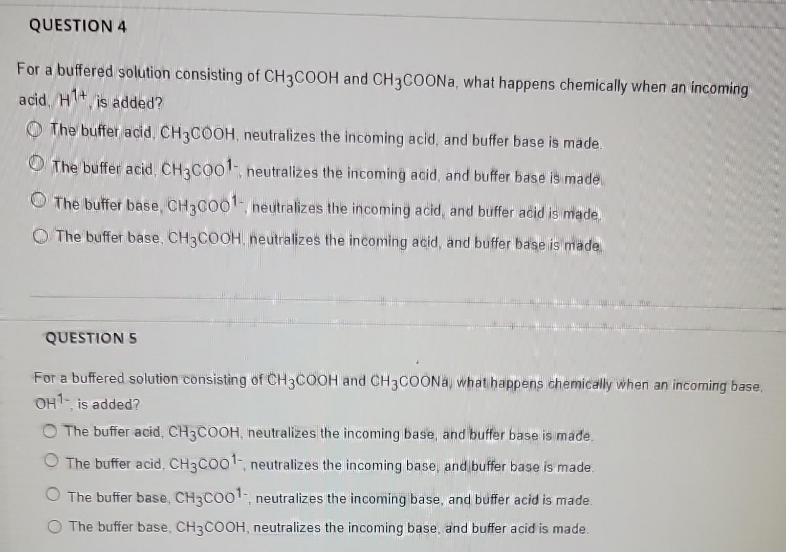 Solved For a buffered solution consisting of CH3COOH and | Chegg.com