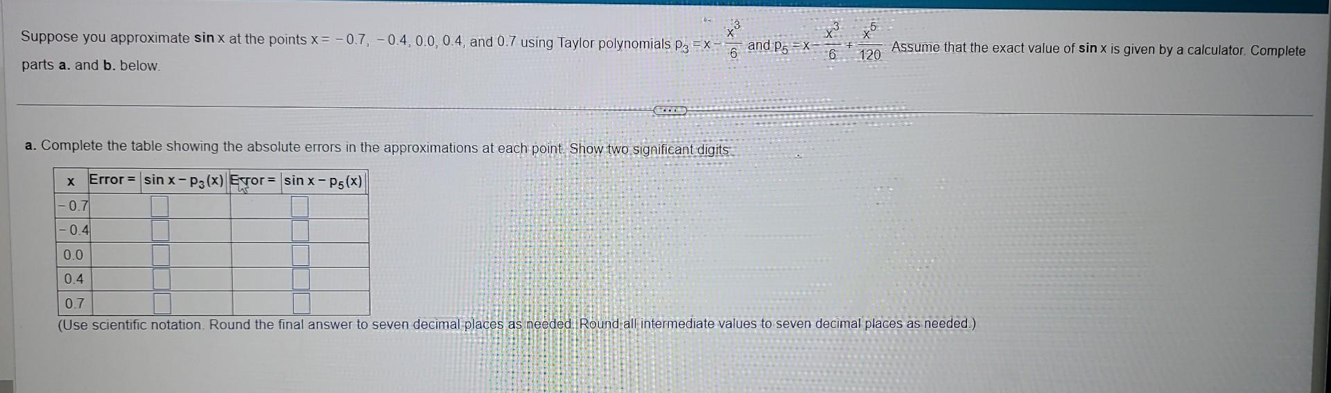 Solved Suppose you approximate sinx at the points | Chegg.com