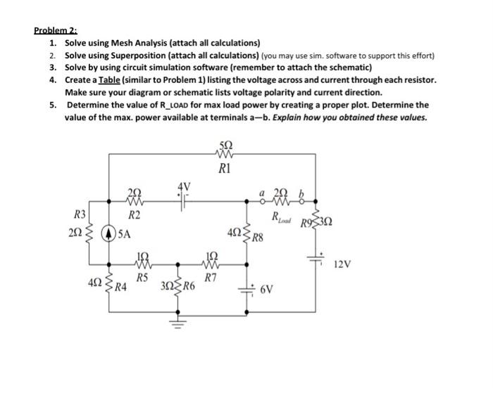 Solved Problem 2: 1. Solve using Mesh Analysis (attach all | Chegg.com