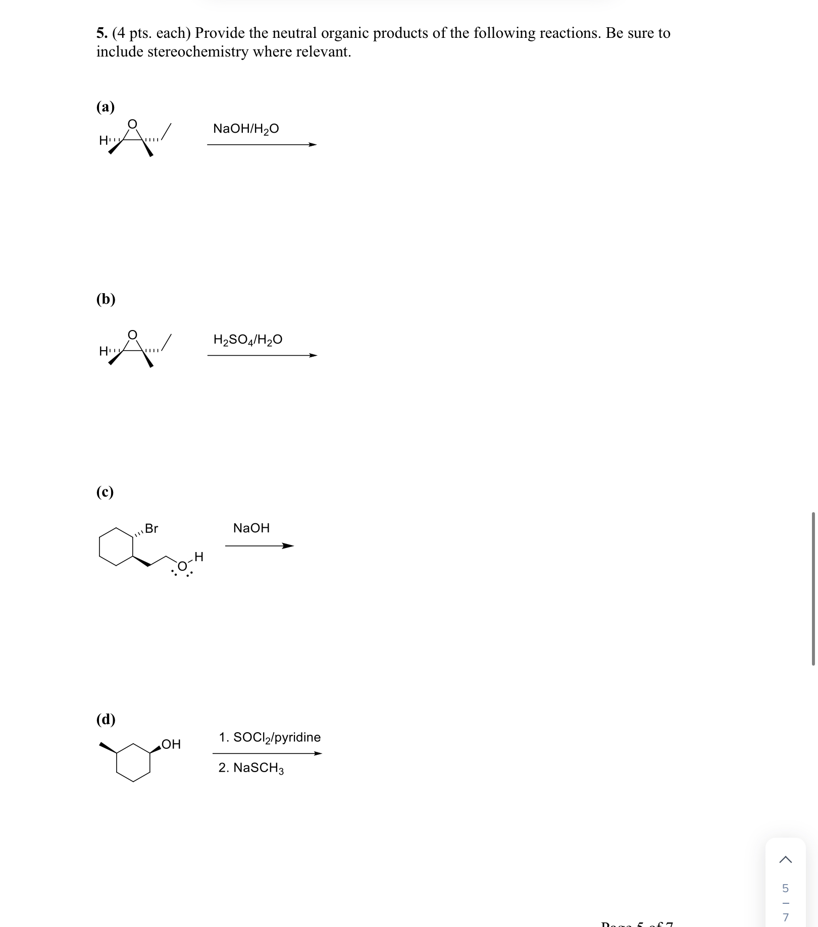 Solved (4 ﻿pts. ﻿each) ﻿Provide the neutral organic products | Chegg.com