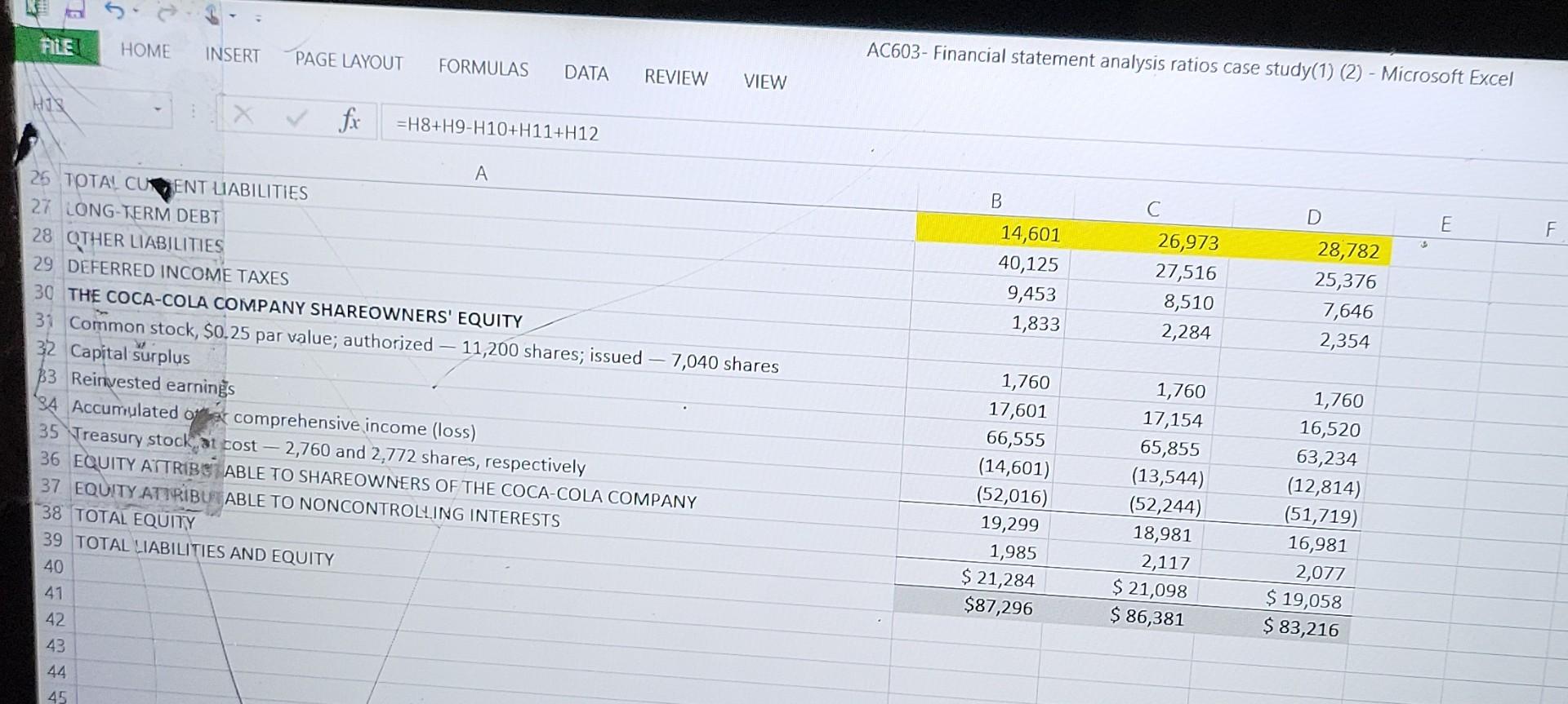 Solved Financial Statement Analysis case O @ E Attached | Chegg.com
