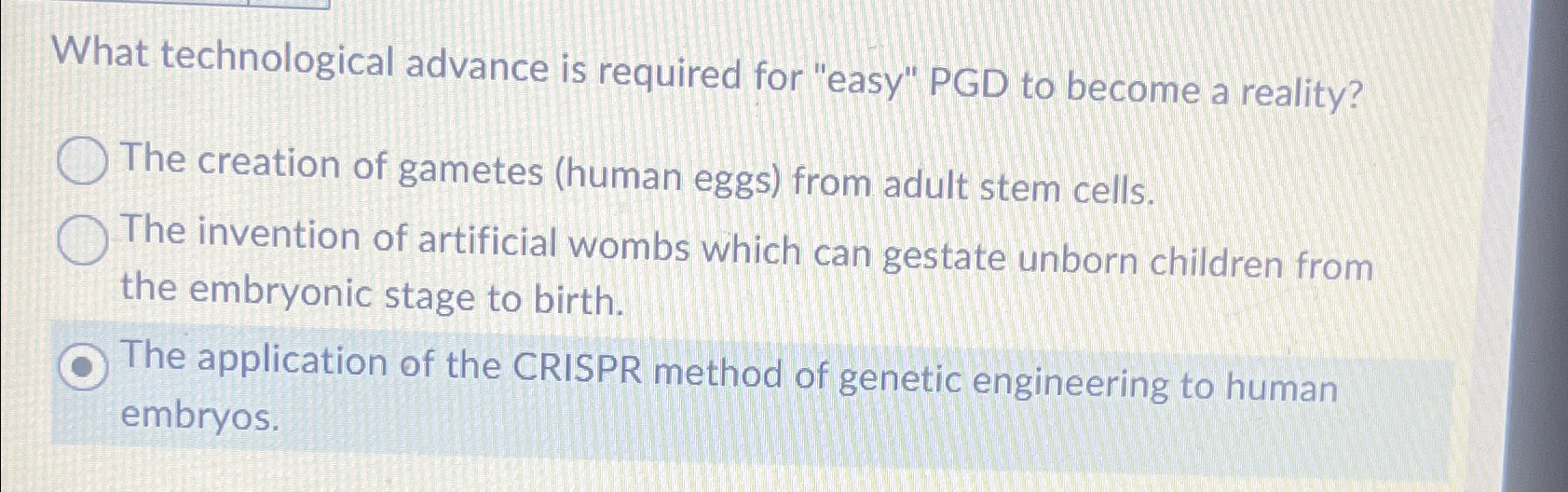 Solved What technological advance is required for "easy" PGD | Chegg.com