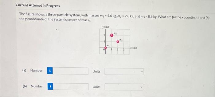 Solved The figure shows a three-particle system, with masses | Chegg.com