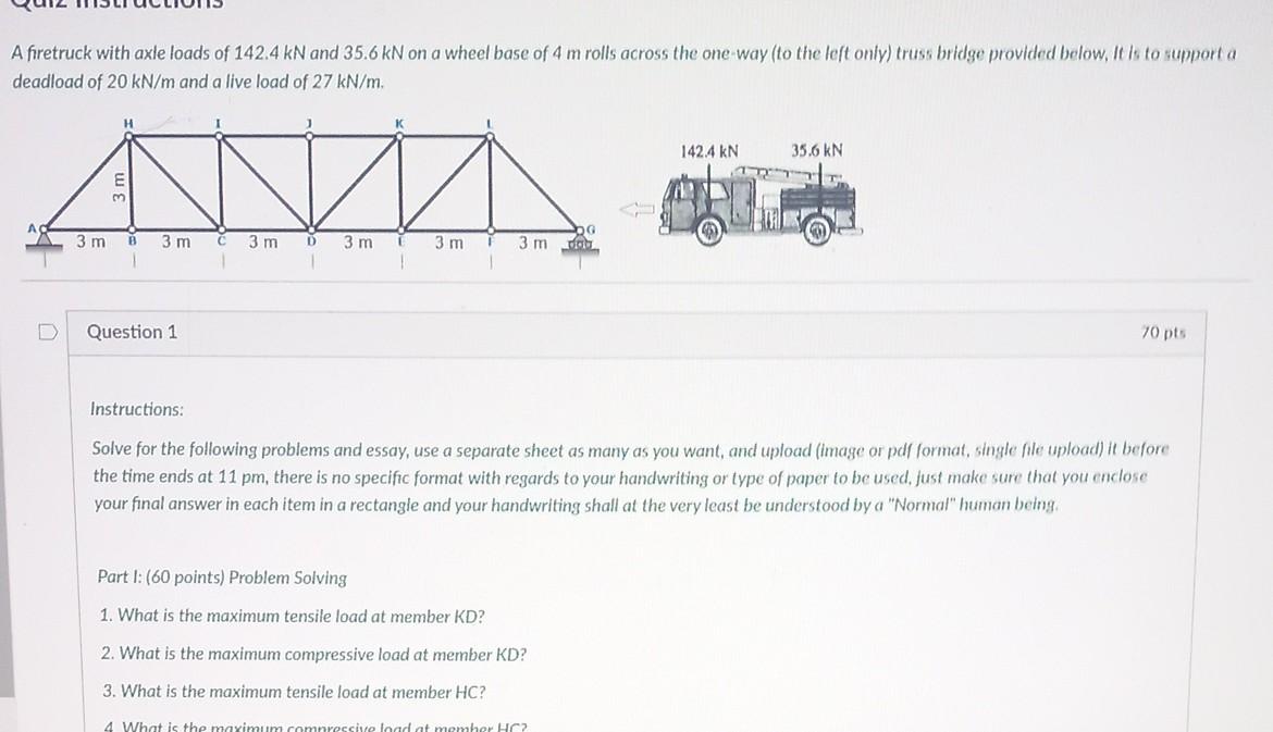 Solved firetruck with axle loads of 142.4kN and 35.6kN on a | Chegg.com