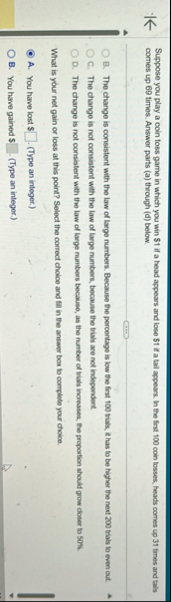 Solved Suppose you play a coin toss game in which you win $1 | Chegg.com