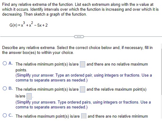 Solved Find any relative extrema of the function. List each | Chegg.com