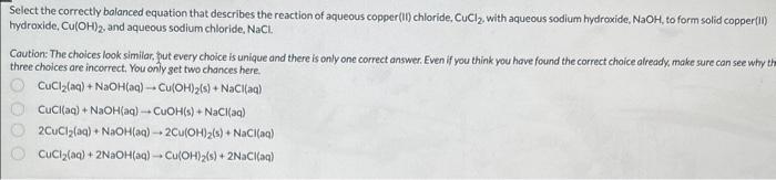 Solved Select the correctly balanced equation that describes | Chegg.com