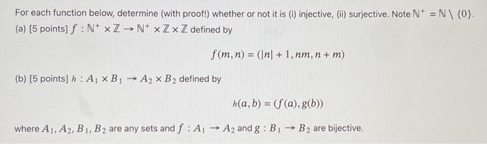 Solved For each function below, determine (with proof!) | Chegg.com