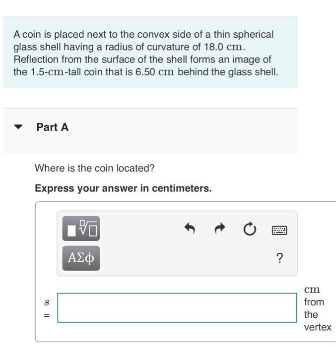 Solved A coin is placed next to the convex side of a thin | Chegg.com