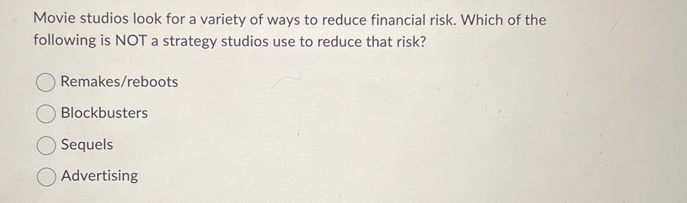 Solved Movie studios look for a variety of ways to reduce | Chegg.com