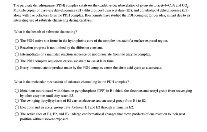 Solved The pyruvate dehydrogenase (PDH) complex catalyzes | Chegg.com