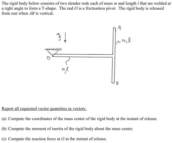 Solved The rigid body below consists of two slender rods | Chegg.com