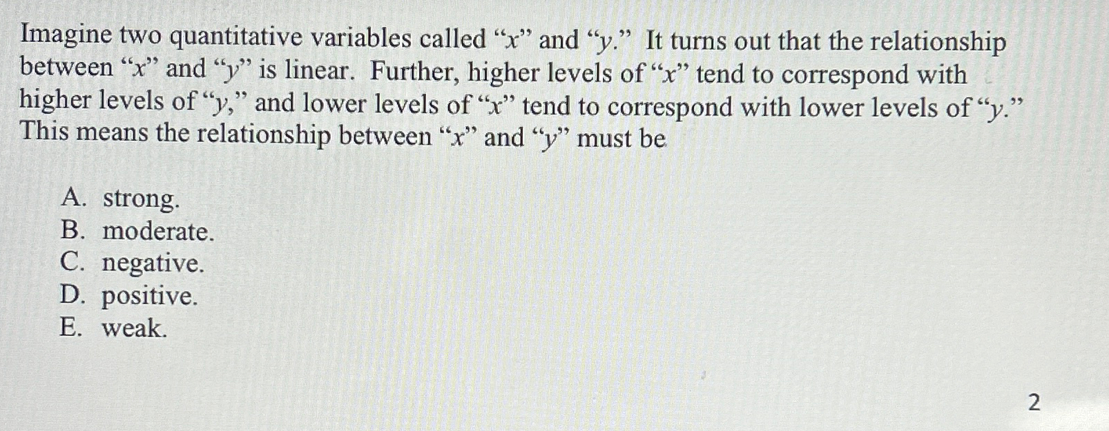 Solved Imagine two quantitative variables called " x " ﻿and | Chegg.com