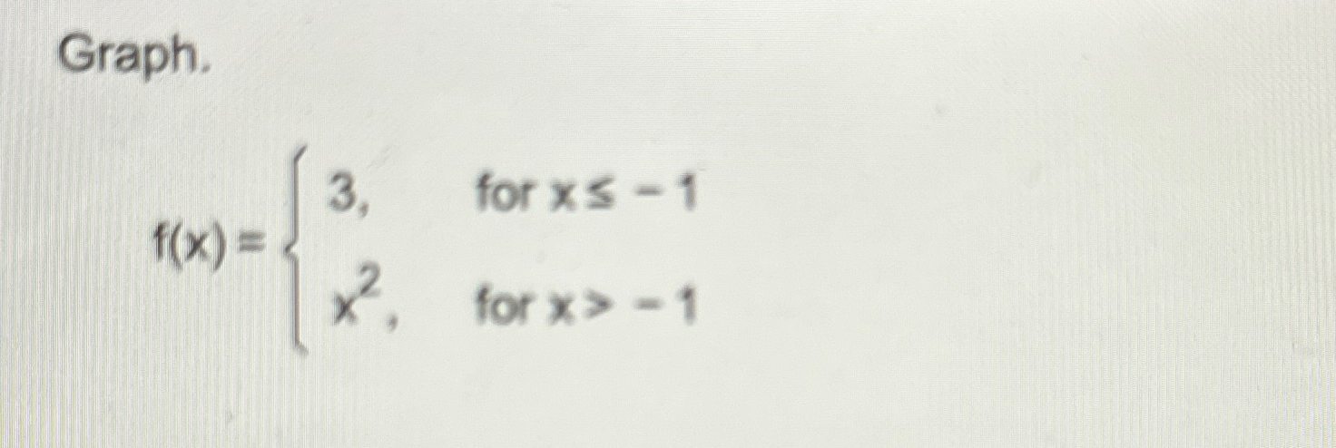 Solved Graph.f(x)={3, for x≤-1x2, for x>-1 | Chegg.com