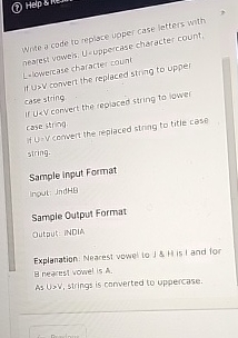 Solved Whe a code to replace upper case letters with nesrest | Chegg.com