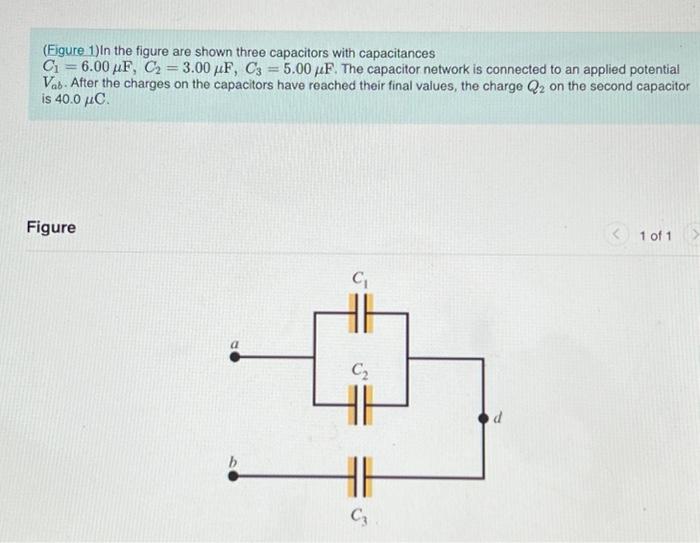 Solved (Figure 1) In the figure are shown three capacitors | Chegg.com