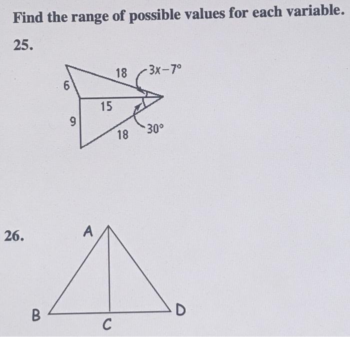 Solved Find the range of possible values for each variable. | Chegg.com