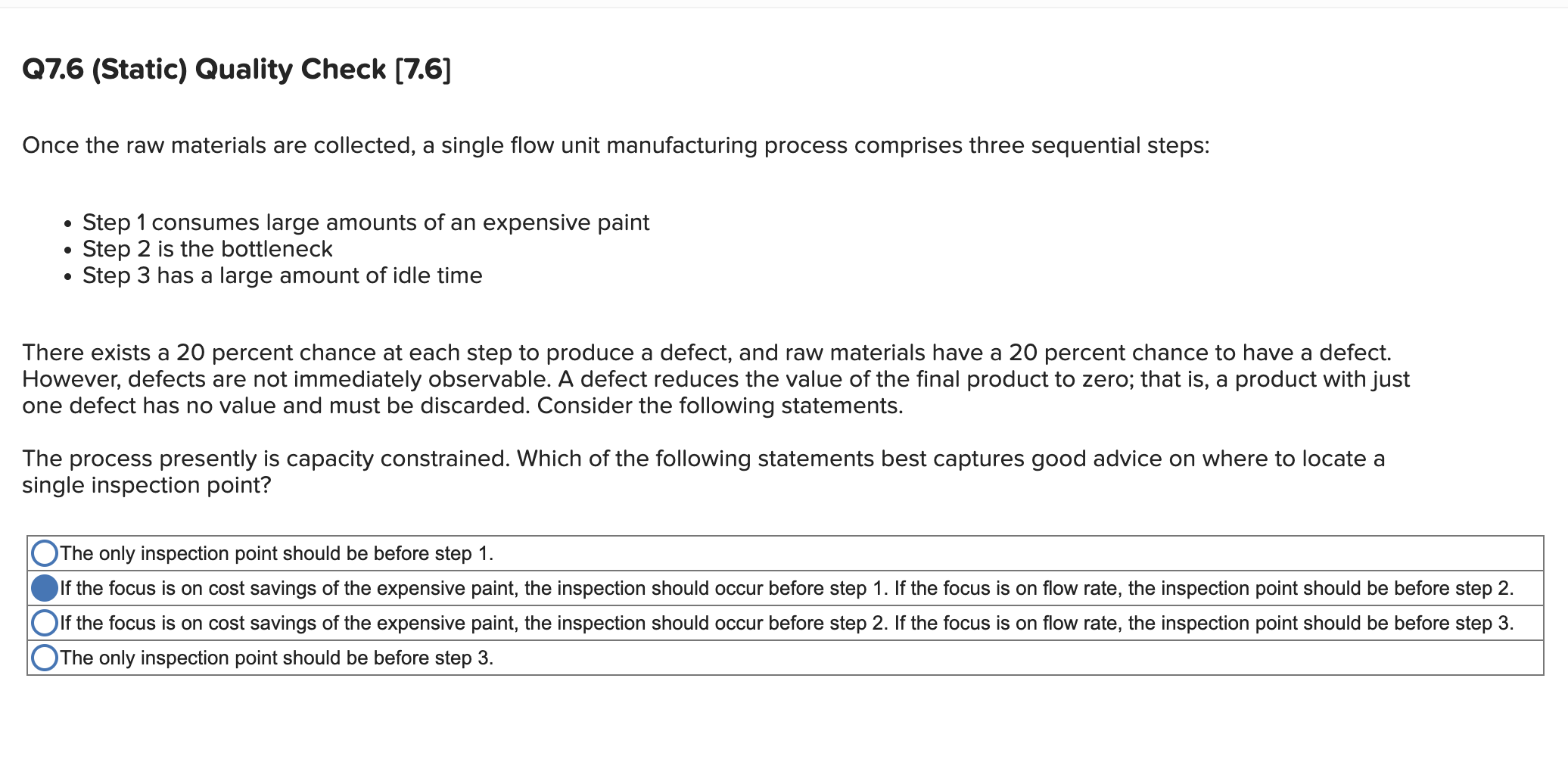 Solved Q7.6 (Static) ﻿Quality Check [7.6]Once the raw | Chegg.com