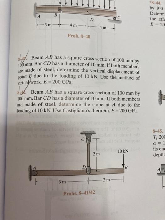 Solved 44. Beam AB has a square cross section of 100 mm by | Chegg.com