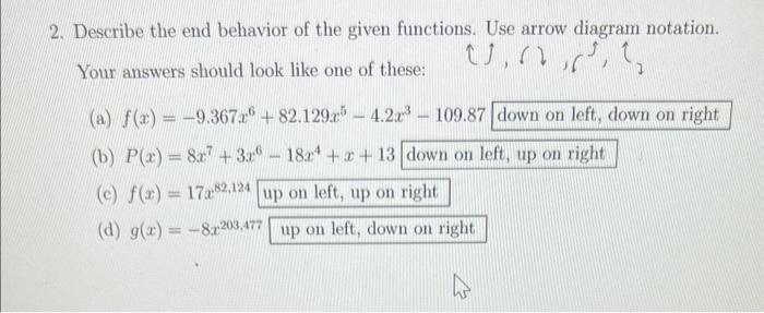 Solved best way to understand the end behaviors and if | Chegg.com