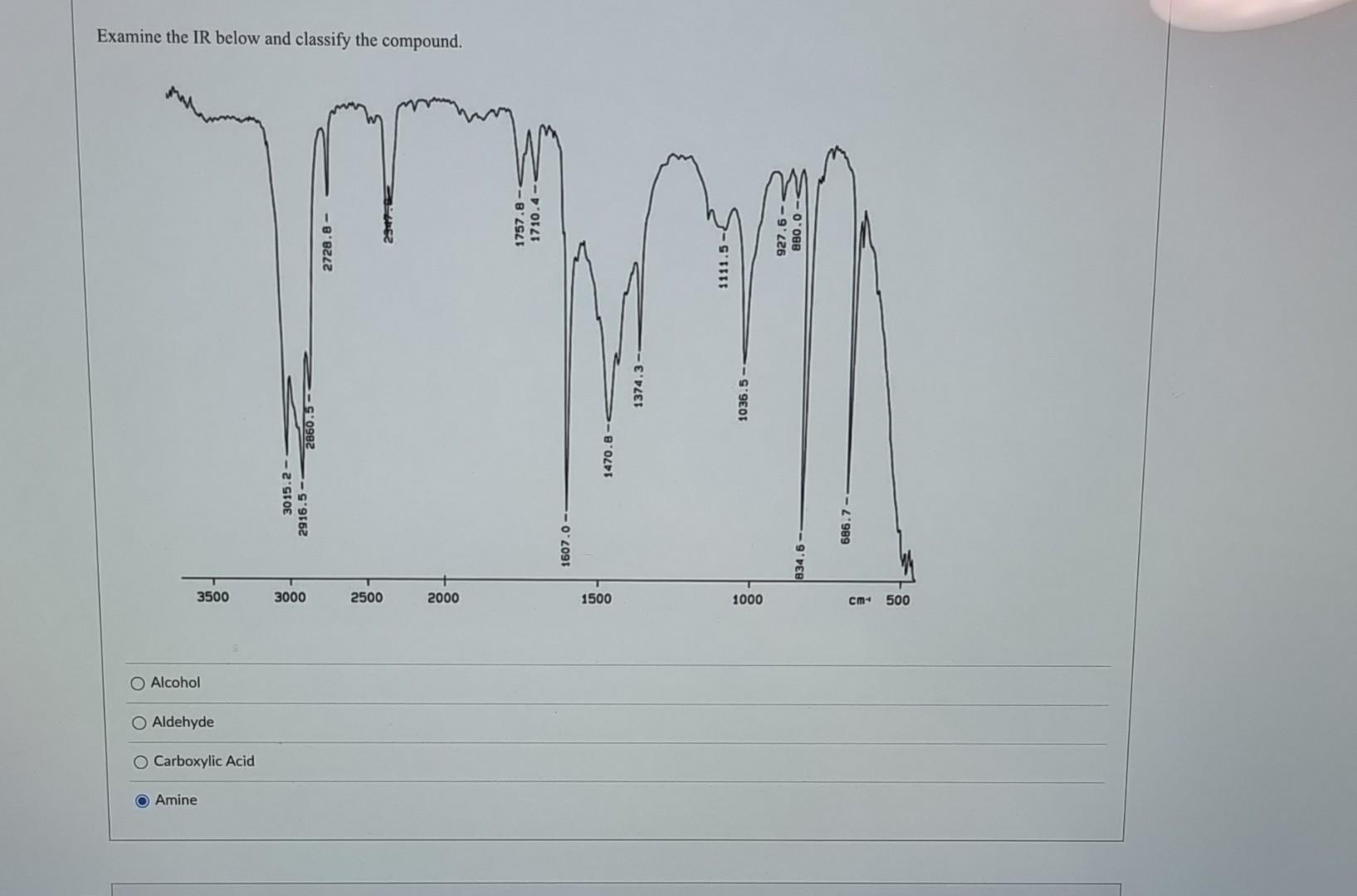 Solved Examine the IR below and classify the compound. | Chegg.com