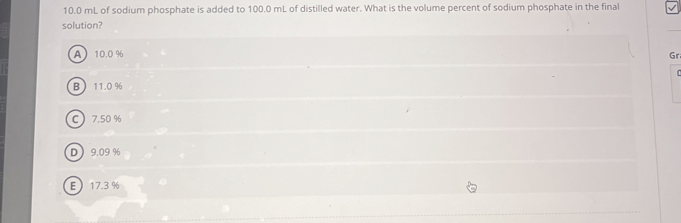 Solved 10.0 ﻿mL of sodium phosphate is added to 100.0 ﻿mL of | Chegg.com