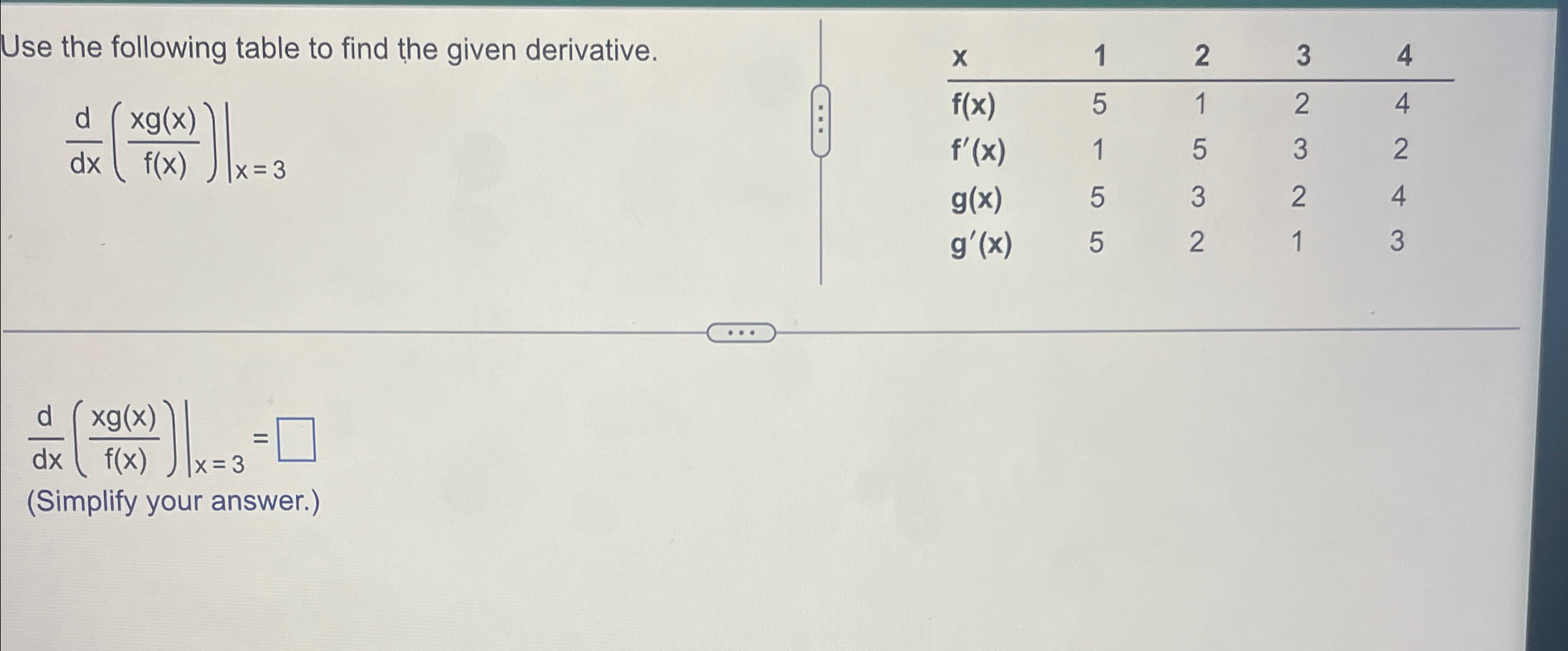 Solved Use the following table to find the given | Chegg.com