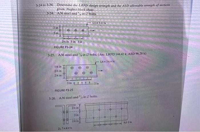 Solved 3-24 to 3-34. Determine the LRFD design utrength and | Chegg.com