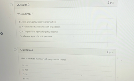 Solved Question 32 ﻿ptsWhat is RAND?A non-profit policy | Chegg.com