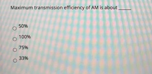 Solved Maximum transmission efficiency of AM is about 50% | Chegg.com