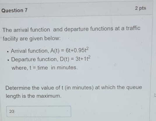 Solved Question 7 2 pts The arrival function and departure | Chegg.com