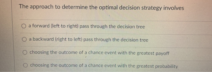 Solved The approach to determine the optimal decision | Chegg.com
