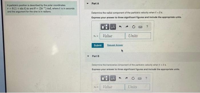 Solved Part A A particle's position is described by the | Chegg.com