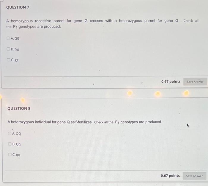 Solved A homozygous dominant parent 1 for gene G crosses | Chegg.com