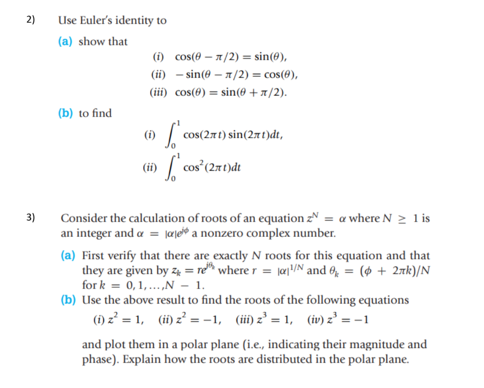 Solved Use Euler's identity to(a) ﻿show | Chegg.com