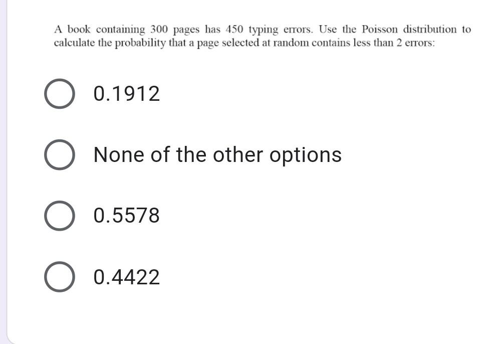 Solved A book containing 300 pages has 450 typing errors. | Chegg.com