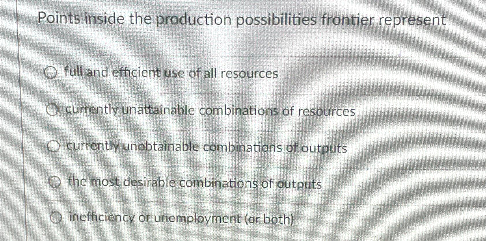 Solved Points inside the production possibilities frontier | Chegg.com