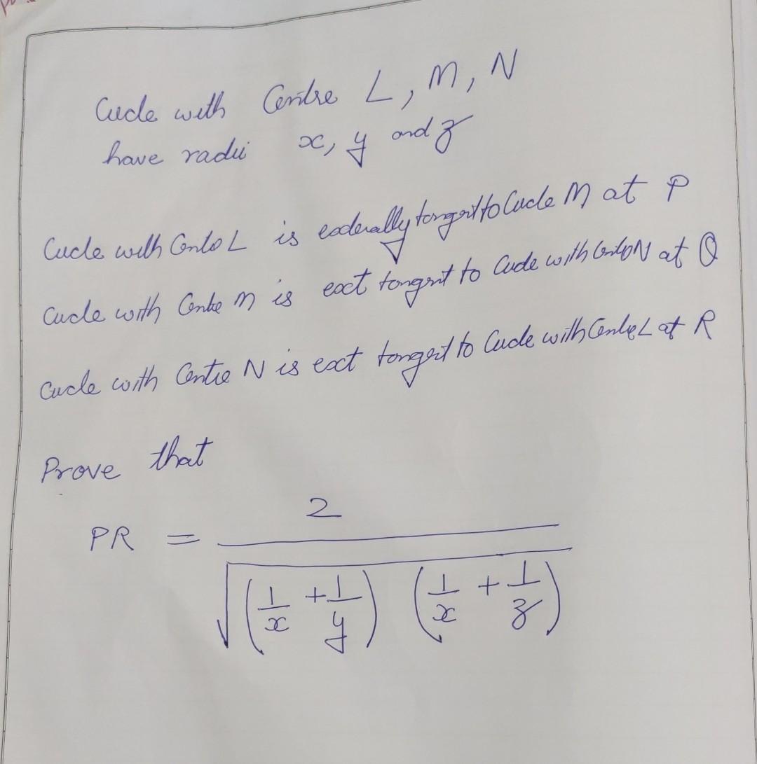 Solved Cude with Contre L,M,N have radii x,y and z Cucle | Chegg.com