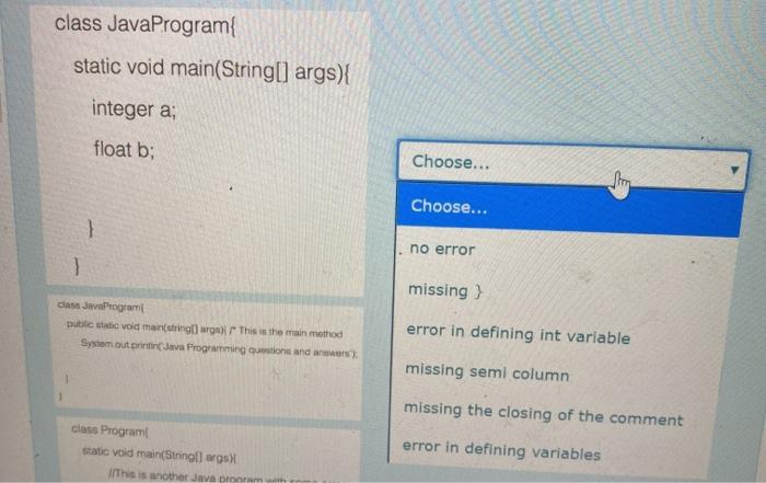 Solved class JavaProgram{ static void main(String[] args){ | Chegg.com