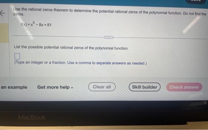 Solved Use the rational zeros theorem to determine the | Chegg.com