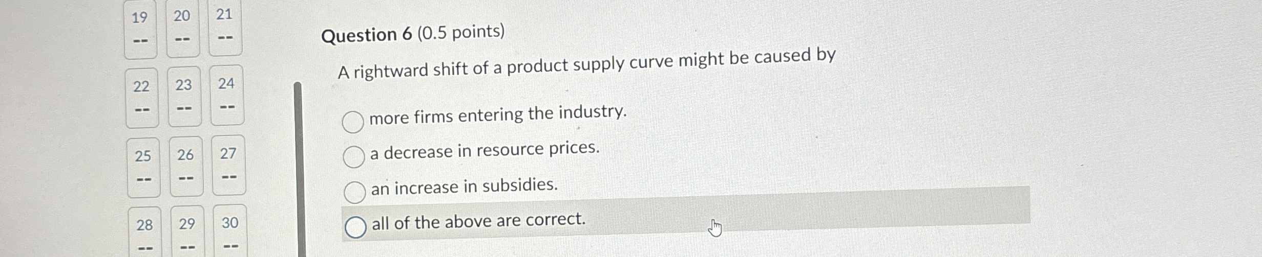 Solved Question 6 ( 0.5 ﻿points)A rightward shift of a | Chegg.com