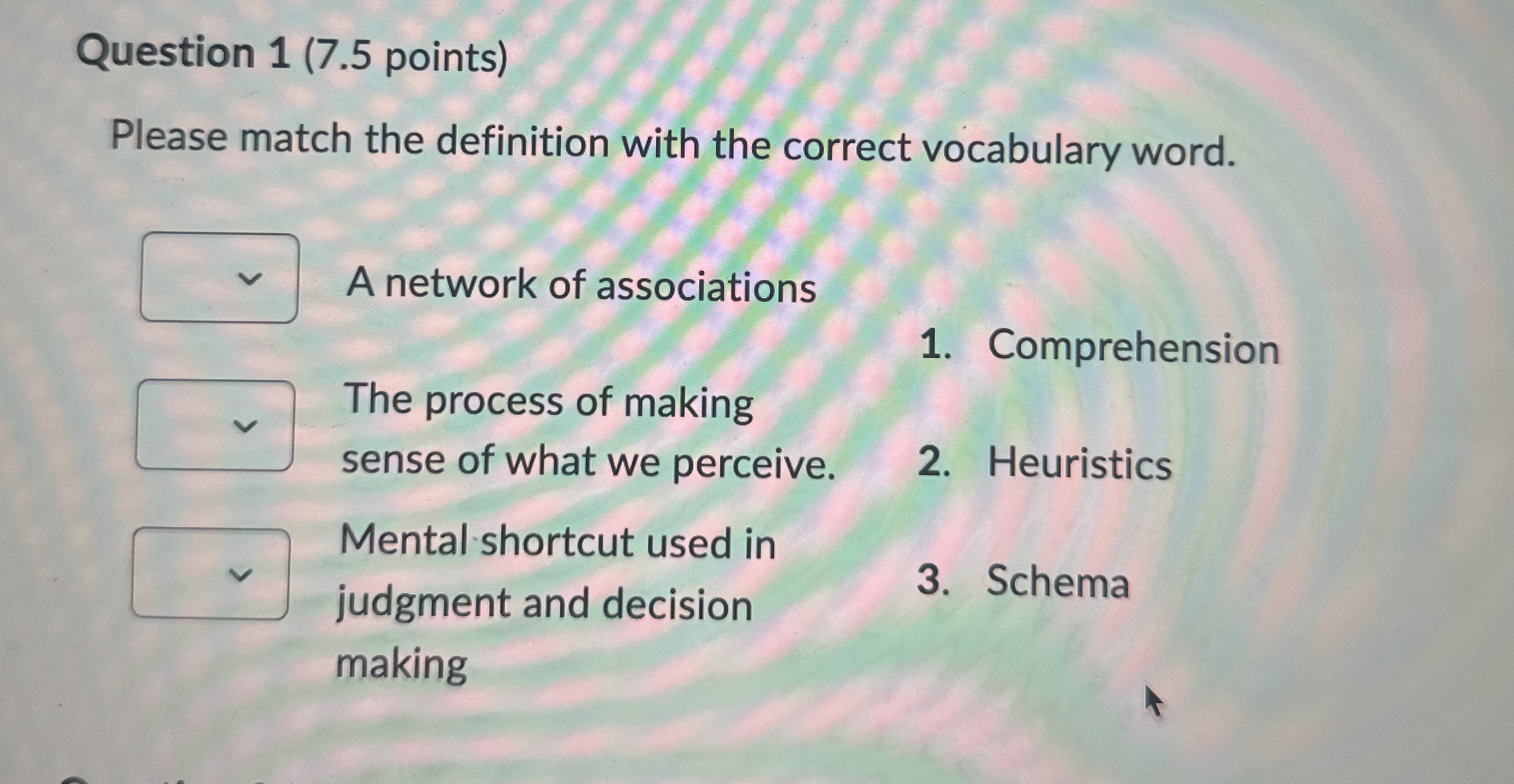 Solved Question 1 (7.5 ﻿points)Please match the definition | Chegg.com